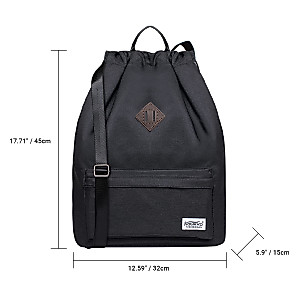 KAUKKO Drawstring Sports Backpack Gym Yoga Bag Shoulder Rucksack for Men and Women (3-BLACK)