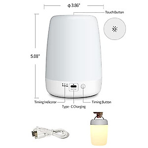 YYDSKIT Night Light for Kids Baby Nursery 200hrs Rechargeable Touch 3Dimming 5Color Changing Lamp 3Timers Portable