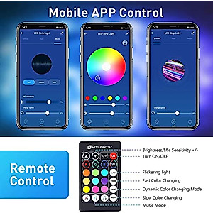 HitLights 32.8ft Smart LED Strip Lights, Color Changing Light Strips Works with Alexa, Google Home APP Control, Music Sync for Home Bedroom Party