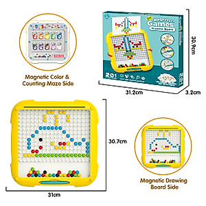 KWYZ 2 in 1 Magnetic Color and Number Maze & Drawing Board, Toddler Toys 2-3 3-5 Montessori Learning Toys for Toddlers 2-4 Years, 2 Uses Color Matching Counting Toddler Activities