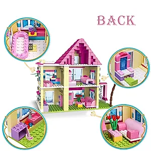 Finebely Dream Girls Friends House Building Set, Villa House Building Blocks Kit Included 4 Mini Toy Figures, a Buildable Car, Swing, for Girls Kids Aged 8 Years and Up, 892 PCS