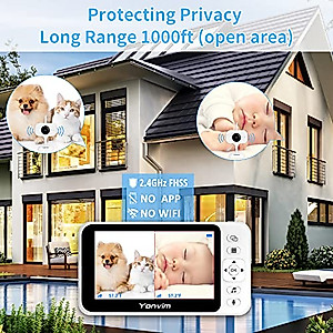 Yonvim Baby Monitor, 4.3" Color LCD Video Baby Monitor with Camera and Audio, No WiFi Needed, Night Vision, Long Range, Two-Way Talk, Temperature Sense, 4X Zoom, Feeding Reminder, 5 Lullabies