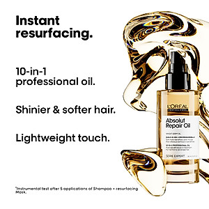 L'Oreal Professionnel Absolut Repair 10-in-1 Oil - Multi-Benefit Oil For Dry & Damaged Hair, Repairs Hair and Provides Shine With Quinoa and Proteins