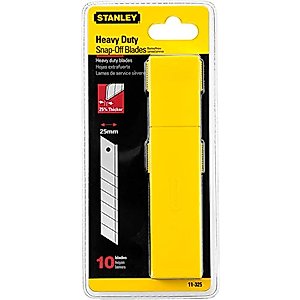 Stanley 11-325T 25mm Heavy Duty Quick-Point Snap-Off Blades with Dispenser, Pack of 10