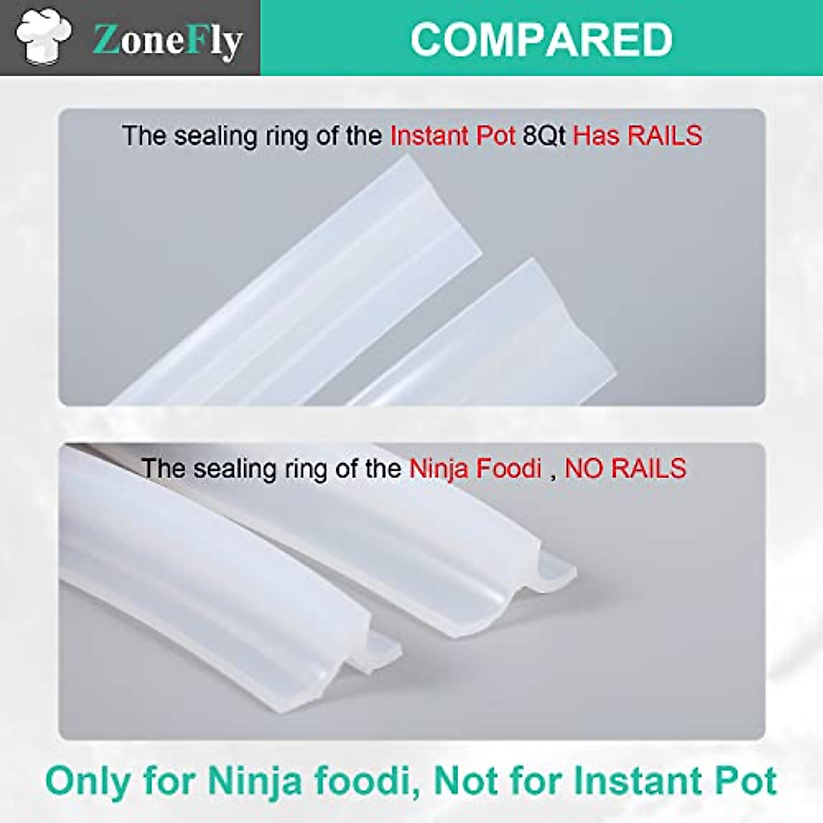 Original Ninja Foodi Sealing Ring Silicone Gasket for Ninja Foodi FD401/FD302/OS401/OS301/OP401/OP302 Pressure Cooker 6.5 Qt and 8 Quart Replacement Gasket Air Fryer Parts - 2 Pack