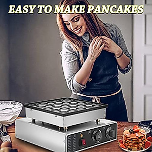 Panghuhu88 25Pcs Mini Dutch Pancake Maker, 950W Electric Non-stick Muffin Maker Machine, Poffertje Maker Dorayaki Pancake Maker Machine for Bakery Home and Kitchen Restaurant Snack Bar (US Plug 110V)