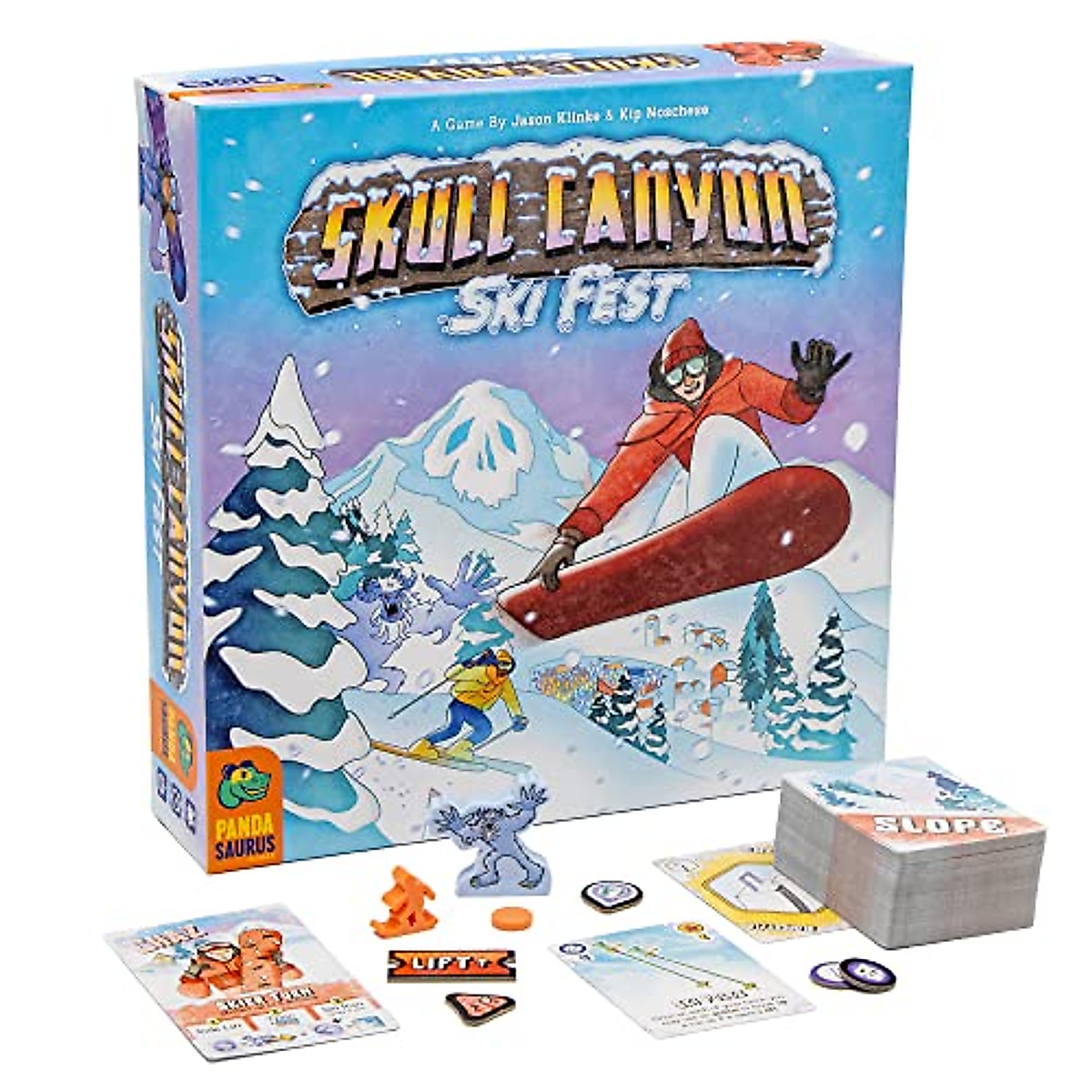 Skull Canyon Ski Fest Board Game - Race Down the Slopes and Conquer the Mountain! Strategy Game for Kids and Adults, Ages 14+, 2-4 Players, 45-90 MInute Playtime, Made by Pandasaurus Games
