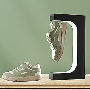 Coolha Floating Shoe Display Levitating Magnetic Sneaker Stand Holder with 360° Rotation LED Light Double Anti-drop Protection Function for Advertising Exhibition Shop Store