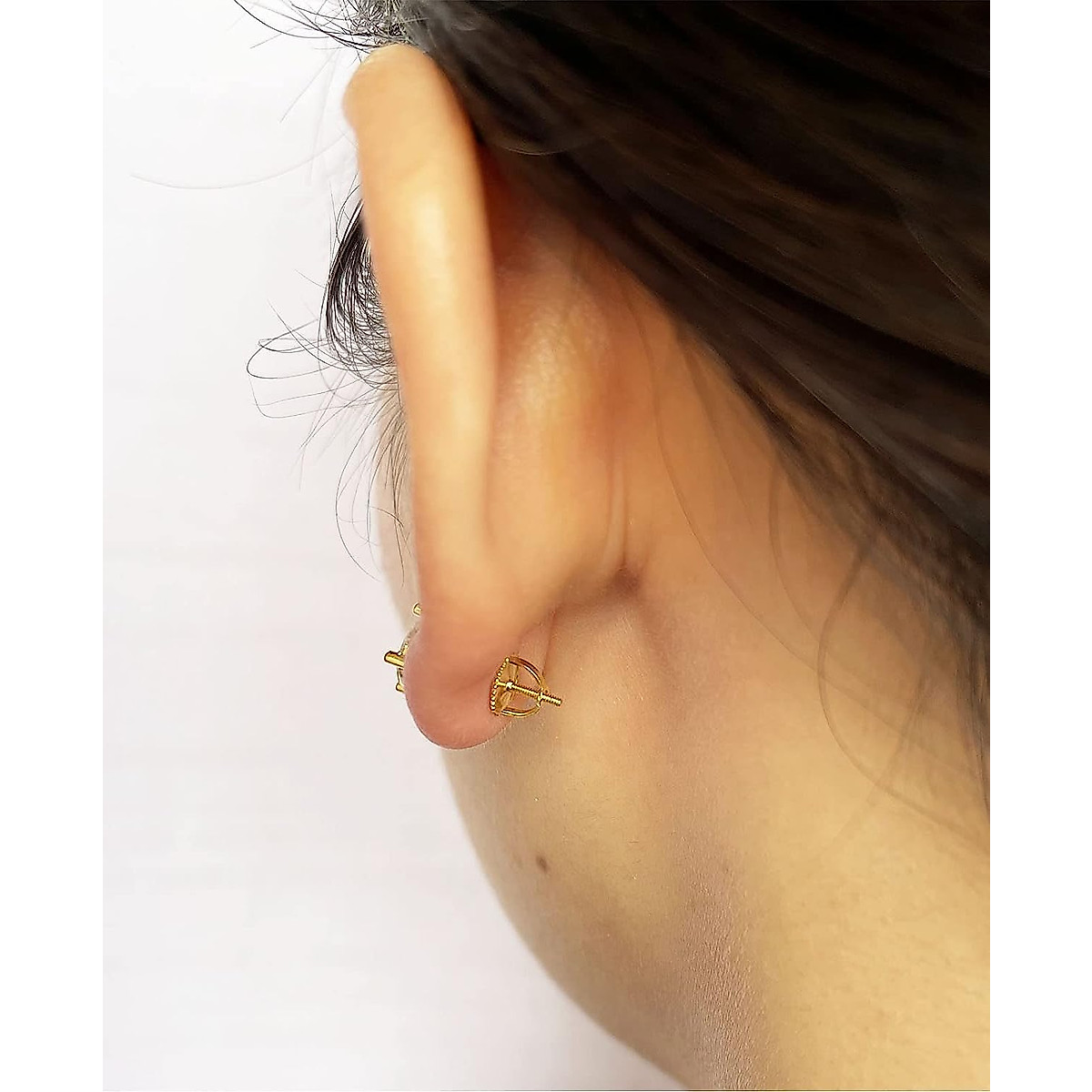 DELECOE 2 Pairs Gold Screw Earring Backs,14K Gold Plated Sterling Silver Screw on Earring Backs Replacements for Diamond Earring Studs, Hypoallergenic Secure ScrewBacks for Threaded Post .032"