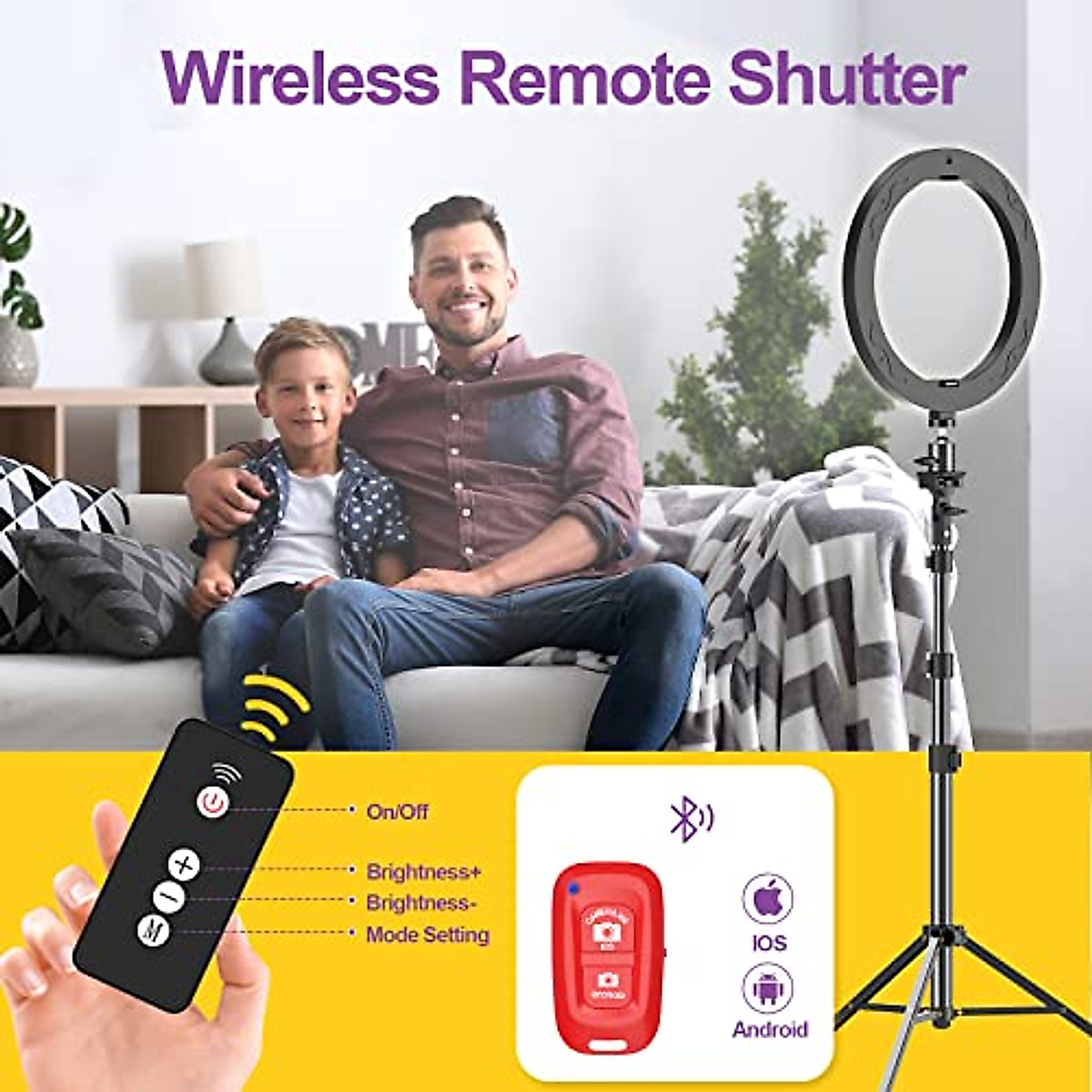 EMART 10” Selfie Ring Light, Round Light with Adjustable Tripod Stand & Phone Holder for Live Stream/Makeup/YouTube Video/TikTok Photography, Dimmable 3 LED Light Modes 10 Brightness Levels