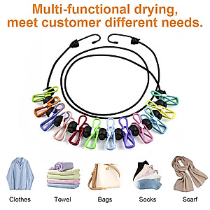 Retractable Portable Clothesline for Travel - 2025 New Windproof Travel Stretchy Retractable Elastic Laundry Clothes Line for Backyard, Vacation Hotel, Balcony Drying,Outdoor Camping Accessories