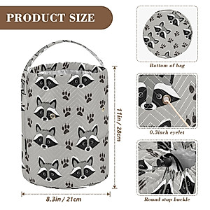 MCHIVER Racoon Paws Yarn Storage Bag Portable Crochet Bag Organizer with Handle Knitting Yarn Bags for Knitting Crochet Supplies 8.3 * 11 in