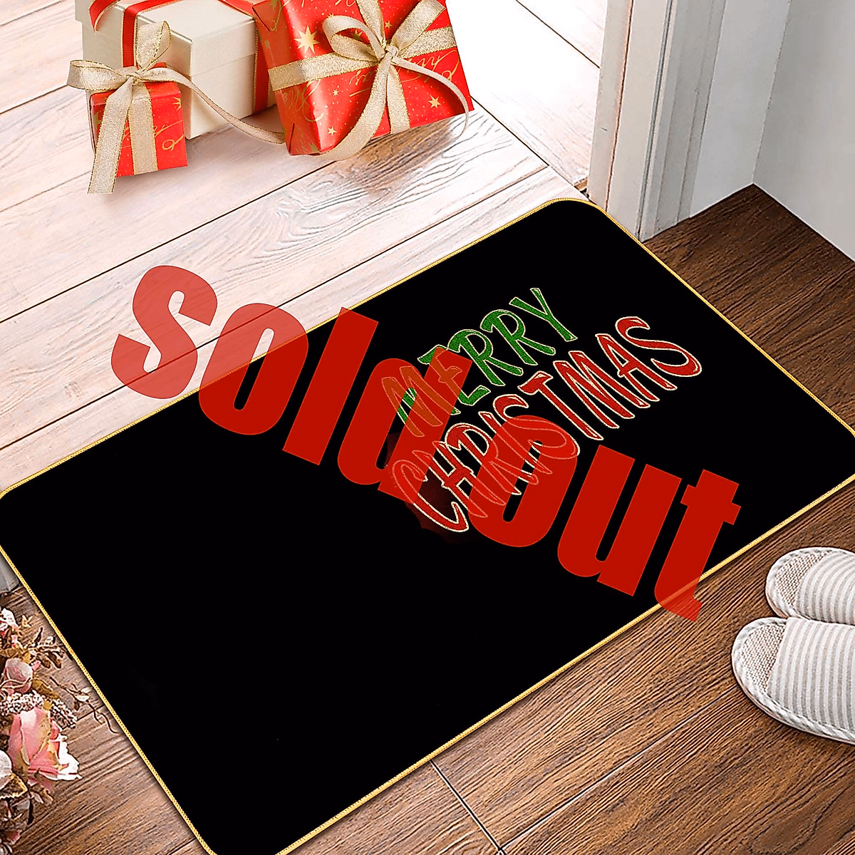 ENCHAN Christmas Door Mat Xmas Welcome Merry Christmas Non-Slip and Washable Winter DoormatParty Decoration Black Doormat Porch Entrance Mat 17x29 Inches