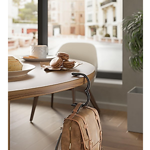 enGMOLPHY Bag Hook Hanger, Holds Up to 33LB, Purse Hook for Desk, Under Table Bar Handbag Hanger, Stylish Purse Holder Storage Hook-Gun Metal