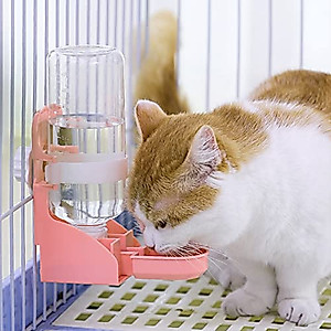 Pet Cage Suspended Water Dispenser, [17oz] Diyife Rabbit Water Feeder,No Drip Hanging Fountain Automatic Dispenser, Small Animal Water Bottle for Bunny Chinchilla Hedgehog Squirrel,Pink