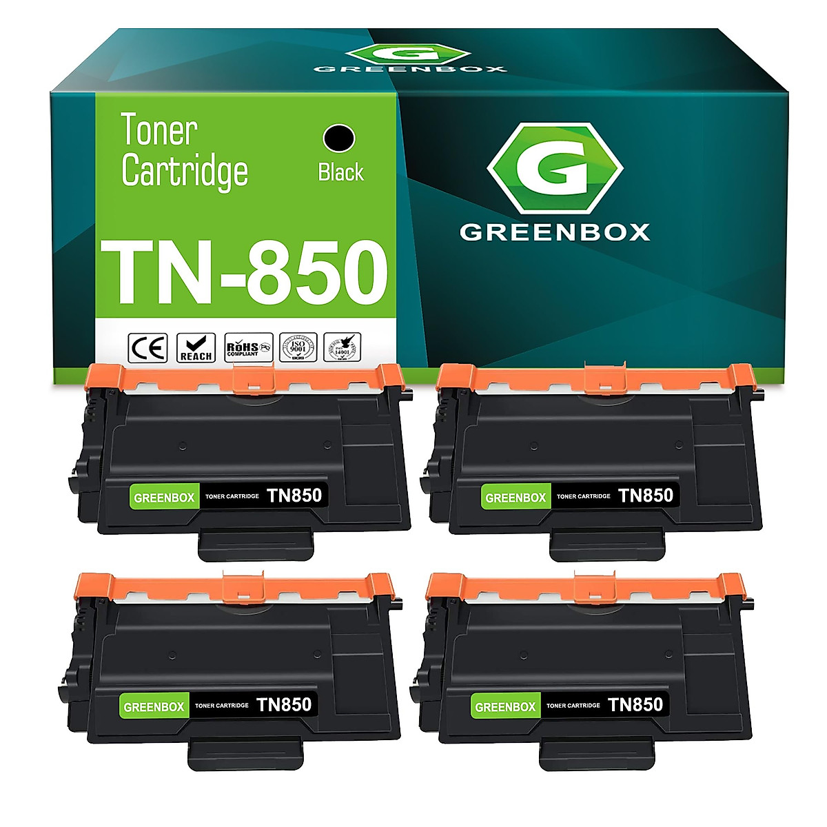 GREENBOX Compatible Toner Cartridge Replacement for Brother TN850 TN-850 TN-820 TN820 for Brother DCP-L5500DN DCP-L5600DN MFC-L5700DW HL-L5000D MFC-L5800DW MFC-L5850DW HL-L5100DN Printer (4 Black)