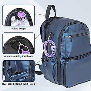 Fewener Feeding Tube Backpack for G Tube Gtube Feeding - 13.8" Upgraded Modified Enteral Feeding Pump Backpack for Teenagers/Adults/Blue