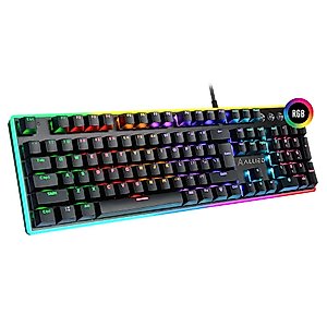 Allied SparrowHawk Mechanical Gaming Keyboard - Black Switches: 104 LED Individually Backlit ARGB Keys with 21 Programs, Programmable Macro Functionality, Lightweight Metal Frame, Firm & Quiet