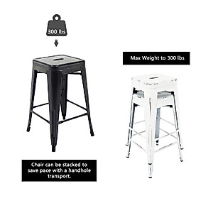 MFD 24 Inch Metal Bar Stools Counter Height Bar Chair Indoor Outdoor Backless Kitchen Stools Set of 4 Yellow