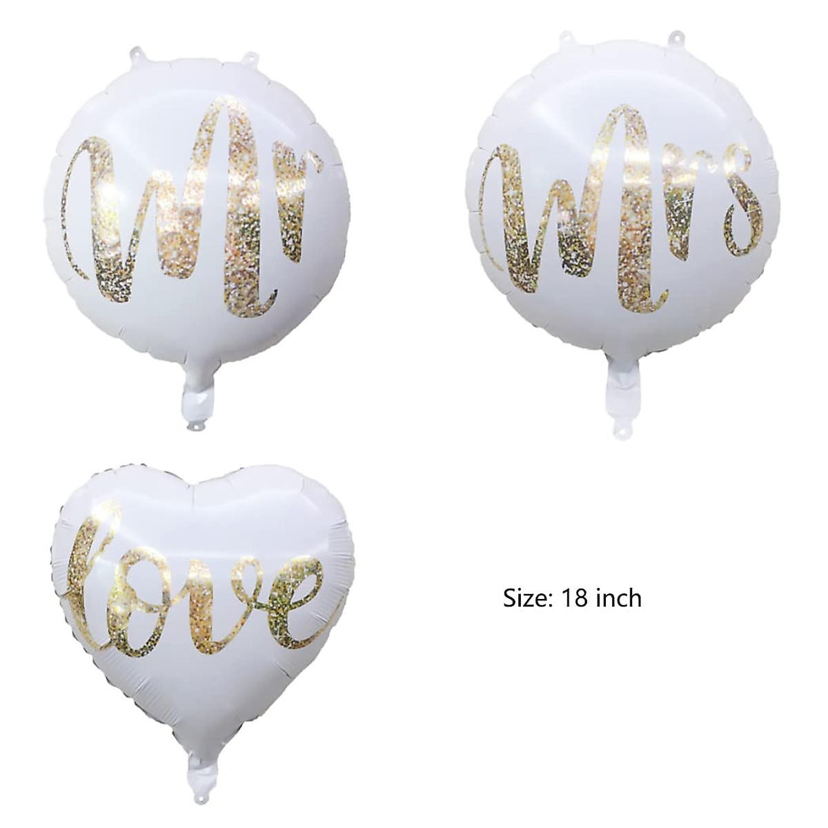 Borsgye 14PCS Just Married Banner Mr and Mrs Wooden Signs Letters Decorations Set Love Foil Balloons Glitter Latex Balloons Reception Sign Garland for Table Decor Bridal Decorations Supplies