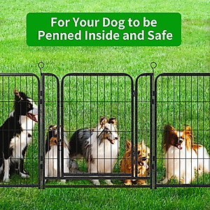 Kfvigoho Dog Playpen Outdoor Extra Wide 12 Panels Heavy Duty Dog Fence 32" Height Anti-Rust with Doors Portable for RV Camping Yard, Total 32FT, 79 Sq.ft, Snowy Black