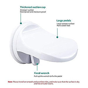 Shower Foot Rest, Plastic Bathroom Foot Rest Shower Shaving Leg Aid Foot Rest Suction Cup Step Pedicure Foot Rest for Home Hotel Bathroom Use, Foot Stand for Shower, White