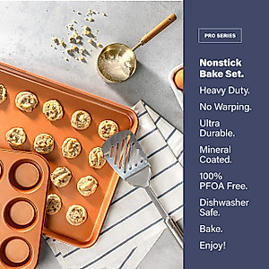 Gotham Steel Pots and Pans Set 12 Piece Cookware Set & Non Stick Ceramic Bakeware Set, 5 Piece No Warp & Dishwasher Safe Baking Set, Baking Pans Set