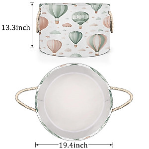 Eizlang Hot Air Balloon Storage Basket Collapsible Laundry Basket Personalized Blanket Basket Clothes Toys Nursery Storage Box with Handles Bedroom Living Room Closet Decorative