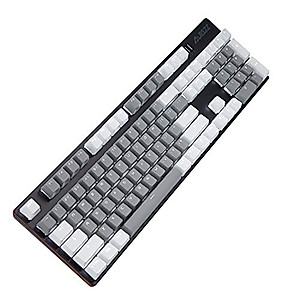 AK50 Wired Classic 104 Mechanical Gaming Keyboard – Blue Switches - PBT Keycaps – White-Grey Matching – White Backlit - Durable Aluminum Frame – for Windows Computer Office Gaming PC - Black