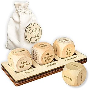 Stofinity Date Night Dice for Couples - Food Cube Game, Take Out Dice, Funny Anniversary Wooden Gifts for Him Her, What to Watch Decision for Movie Dice, Romantic Wood Couple Date Night Ideas
