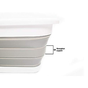 SAMMART 41L Set of 2 Collapsible Plastic Laundry Basket - Foldable Pop Up Storage Container/Organizer - Portable Washing Tub - Space Saving Hamper/Basket (2, White/Grey)