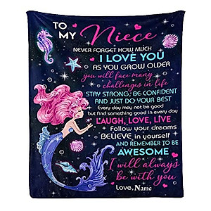 Custom Blanket with Name Text Personalized to My Niece Soft Fleece Throw Blanket for Gifts (50 X 60 inches)
