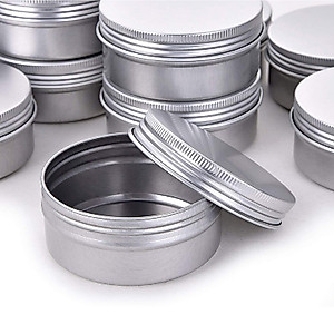 Hulless 0.5 Ounce Aluminum Tin Jar Refillable Containers 15 ml Aluminum Screw Lid Round Tin Container Bottle for Cosmetic,Lip Balm, Cream, 12 Pack.