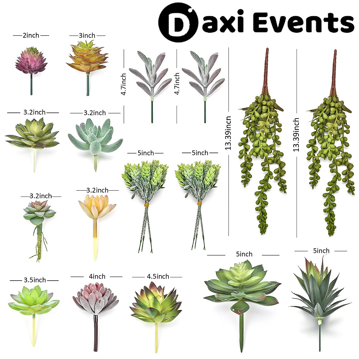 Daxi Events Artificial Succulents, 17 Pack Fake Succulents, Unpotted Faux Succulents， Realistic Textured Succulent Plants, Large Artificial Succulent Plants Bulk Decor Table Home Office Garden