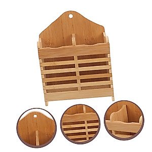 Hemoton 1 Pc Flatware Caddy Utensil Bamboo Drying Tableware Storage Organizer Holder Rack Shelf for Spoon Fork Knife Chopsticks