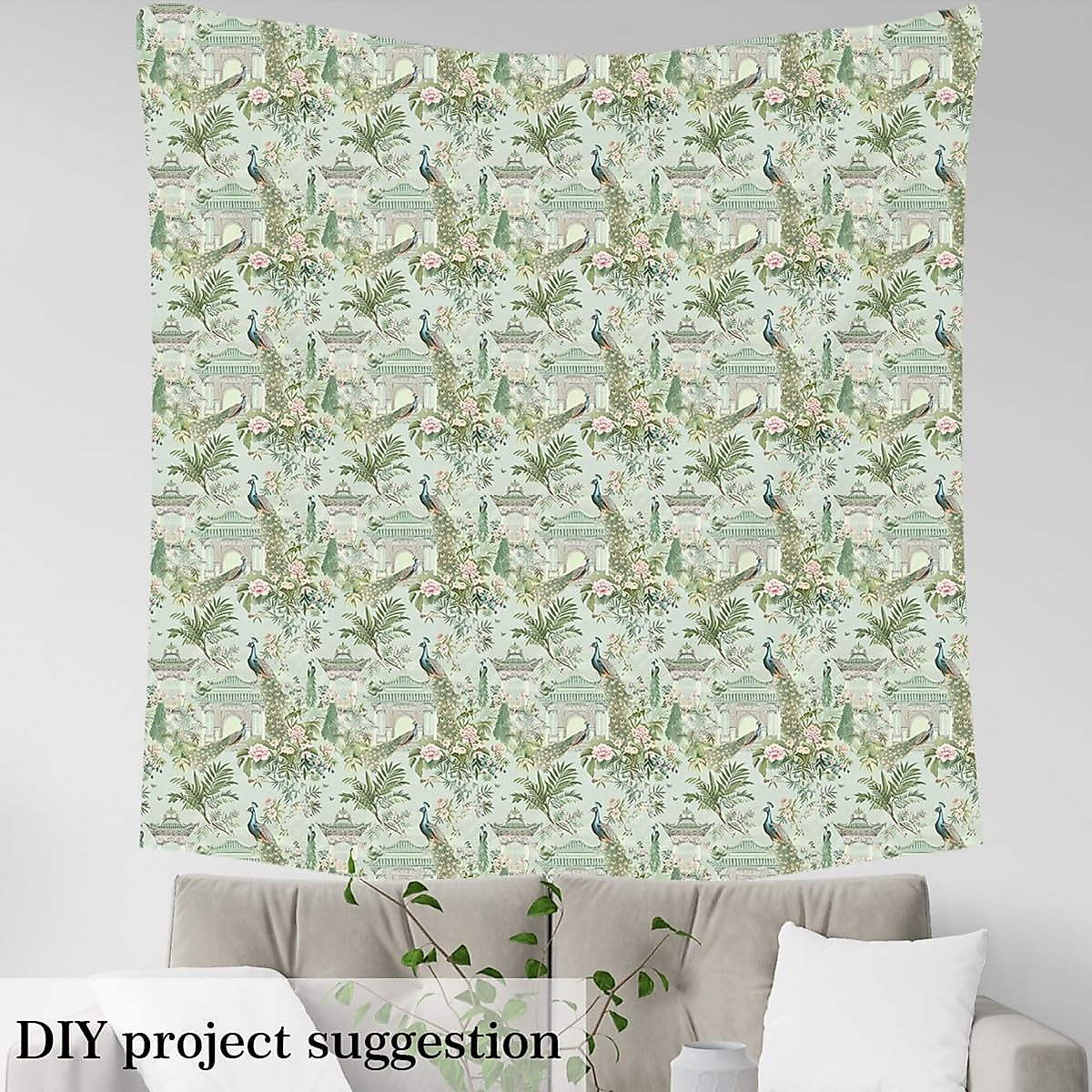 Feelyou Green Peacock Upholstery Fabric for Chairs Tropical Birds Fabric by The Yard Farmhouse Garden Decorative Waterproof Outdoor Fabric Tropical Leaves Fabric for Home DIY Projects 1 Yard