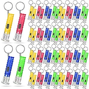 Jexine 100 Pcs Mini Flashlight Keychain Bulk for Kids Assorted Colors Torch Keyring Flashlights LED Keychain Flashlights Small Keychain Light Hiking Camping Christmas Party Favors (Classic)