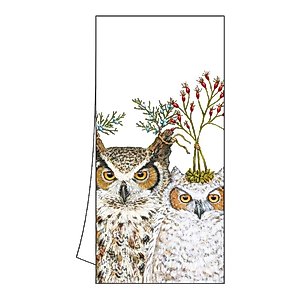 Set of 2 Vicki Sawyer Cotton Kitchen Towels Holiday Hoot Owl Multicolor