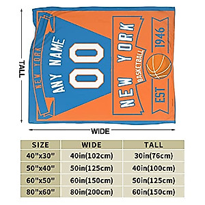 Custom Throw Blankets for Bed Personalized Basketball City Fans Gift Winter Summer Fleece Blanket Name and Number, 30"x40", 50"x60"