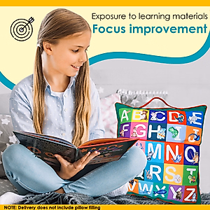 ABC Alphabet Learning Pillow Case and Book with Letter tracing, Early Childhood Education Materials and Activities for Preschooler and Toddler, Learning Toys gift for 3+ year old, Green no filling