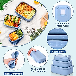 iArtker Silicone Food Storage Containers, Set of 3 Leakproof Storage Bento Box with Lids, BPA Free