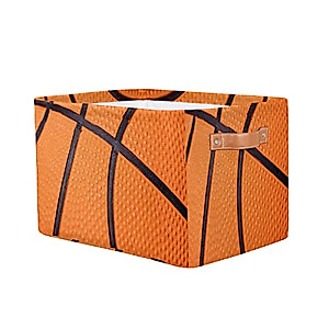 Basketball Rectangle Storage Basket with Handles Foldable Fabric Laundry Basket Storage Cubes for Toys Organizer, Closet, Shelf,2 PCS