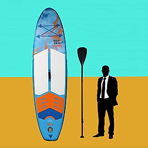 NAFCOOL Inflatable Stand Up Paddle Board,10'4"×32"×6" Surfing Standing Paddle Board with SUP Accessories & Backpack, Non-Slip Deck,Removable Fins,Leash,Paddle,Hand Pump for Youth & Adult(Sky Blue)