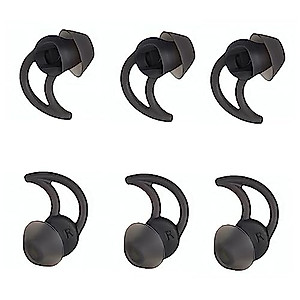 CYADCI Large Earbud Tips 3 Pairs Soft and Comfortable Silicone Earbud Tips Noise Isolation Tips Black Earbud Replacement Tips Compatible with Bose Qc20 Qc30 IE2 SoundSport IE3 SIE2i Earphones