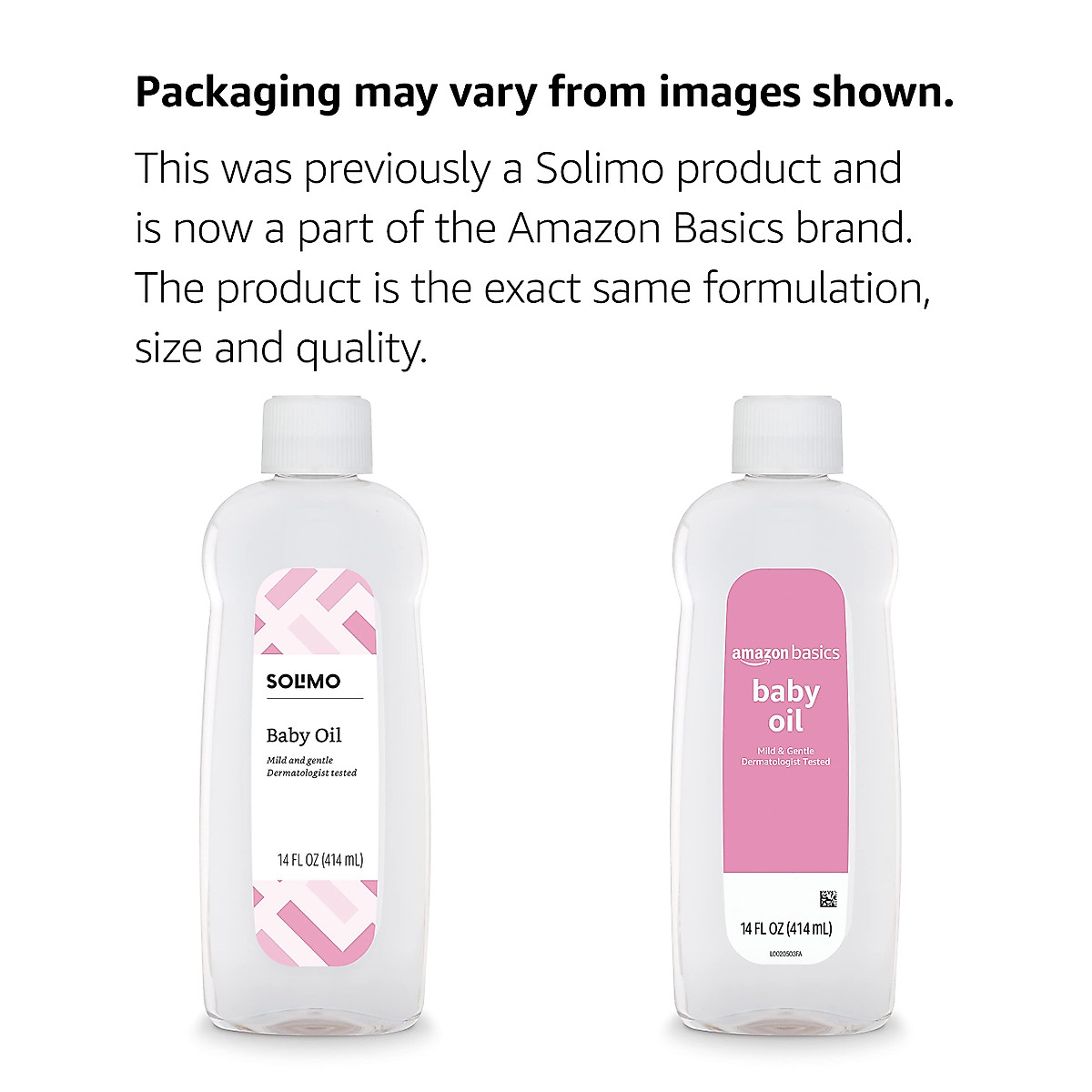 Amazon Basics Baby Oil, Mild & Gentle, Dermatologist Tested, Lightly Scented, 14 Fluid Ounces (Previously Solimo)