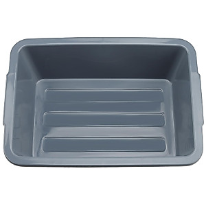 HEIHAK 5 Pack 8 L Plastic Bus Tub, 8.5 Qt 2.1 Gallon Grey Commercial Bus Box Utility Tote Bins, Small Rectangle Utility Storage Dish Tub Wash Basin for Kitchen, Restaurant, Cafeteria