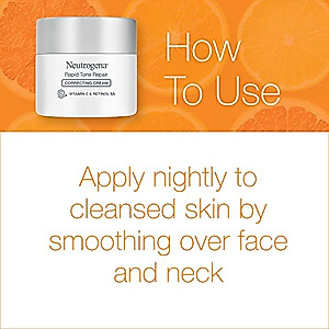 Neutrogena Rapid Tone Repair Retinol + Vitamin C Correcting Cream, Tone Evening Face & Neck Cream with Vitamin C, Retinol & Hyaluronic Acid for Dark Spots, Fine Lines & Wrinkles, 1.7 oz