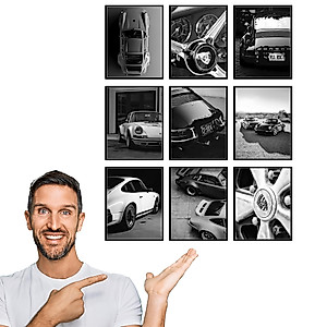 BigWig Prints Porsche 911 Poster - Porsche Wall Art, Vintage Car Poster, 911 GT3 RS Art, Garage Decor, Classic Car Wall Decor, Artwork for Garage - Unframed Set of 9 (8x10)