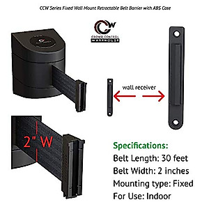 Crowd Control Warehouse - CCW Series WMB-230 Fixed Wall Mount Retractable Belt Barrier - 30 Foot Belt, Yellow"Caution - DO NOT Enter" Yellow ABS Case