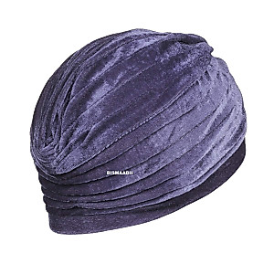 BISMAADH Soft Velvet Twisted Pleated Pre Tied Knot Readymade Turban/Pagri Chemo Cap Head Wraps-Cover for Men’s & Women’s (Dark Grey)